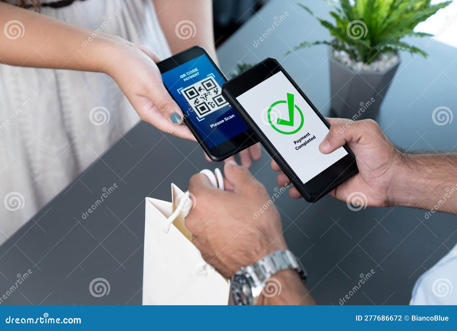 QR Code is Displayed on Screen for Cashless Payment Scanning. Fervent ...