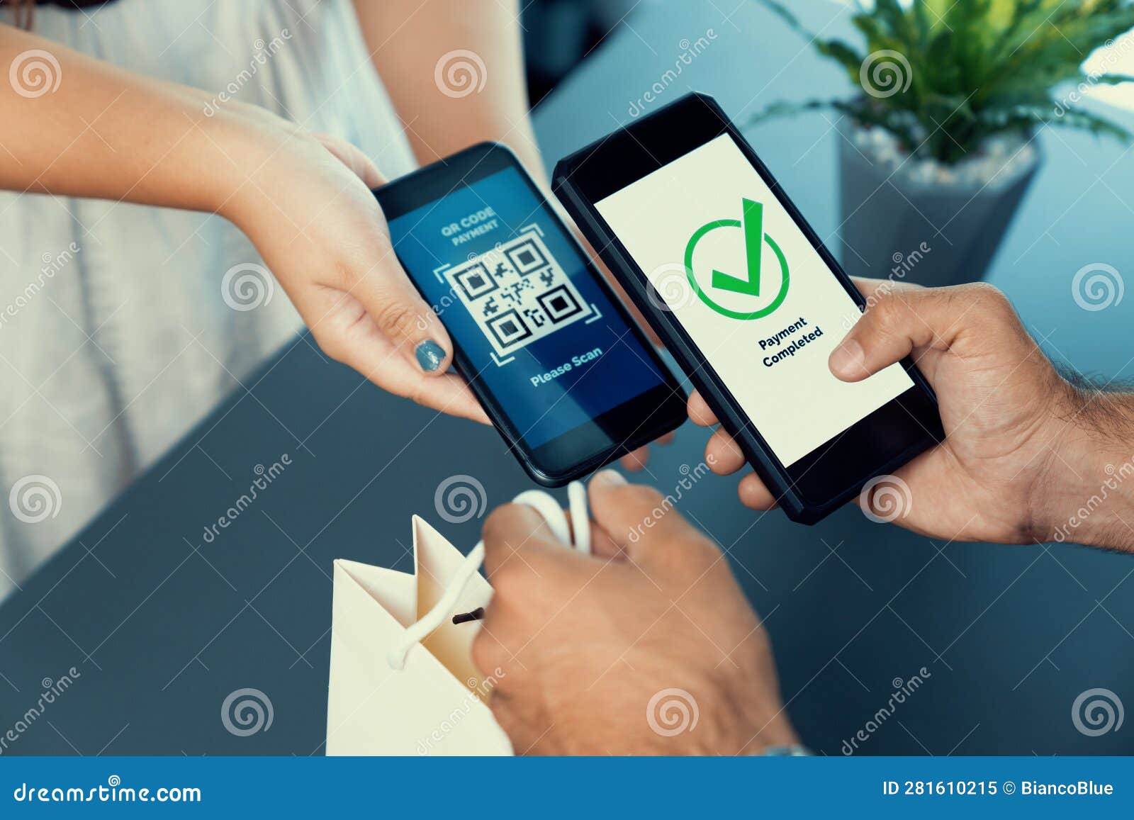 QR Code is Displayed on Screen for Cashless Payment Scanning. Fervent ...