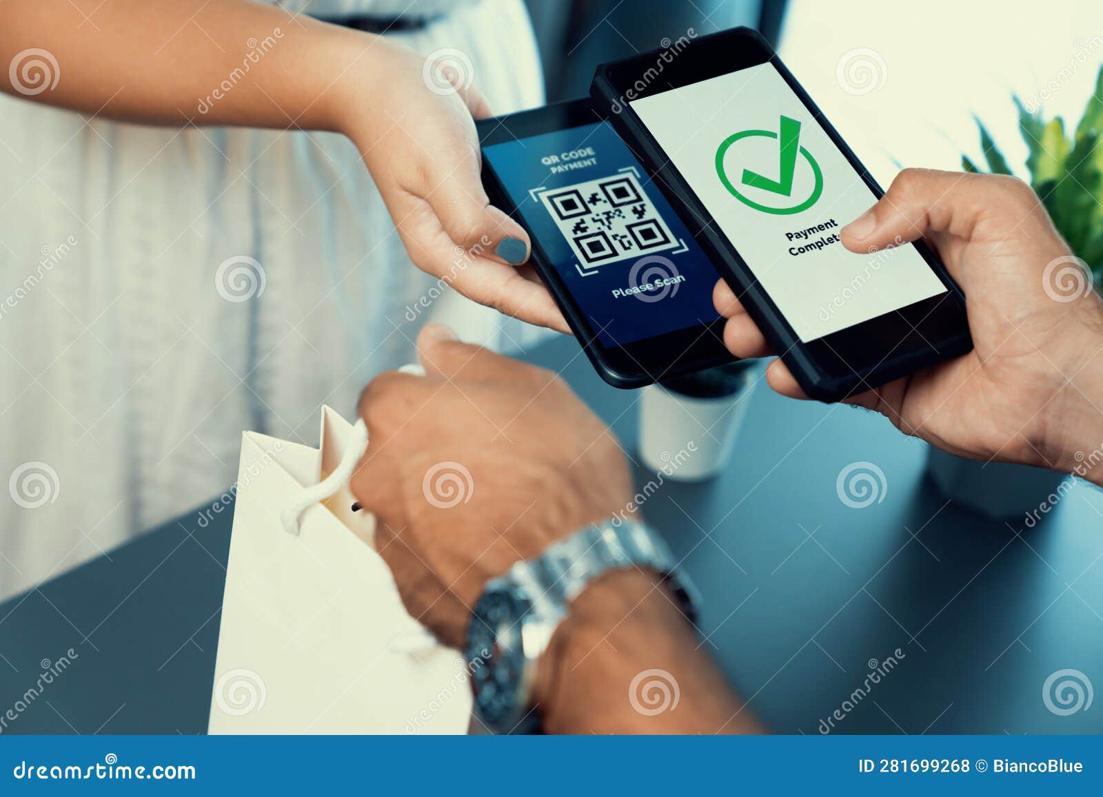 QR Code is Displayed on Screen for Cashless Payment Scanning. Fervent ...