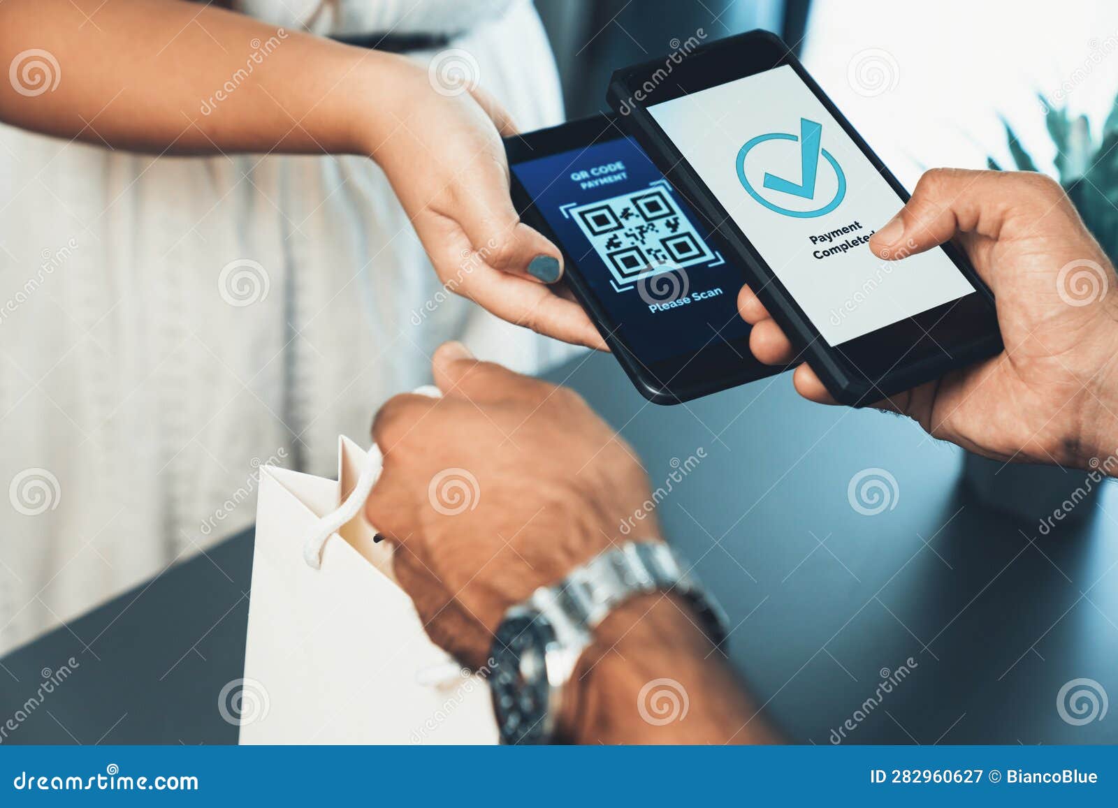 QR Code is Displayed on Screen for Cashless Payment Scanning. Fervent ...