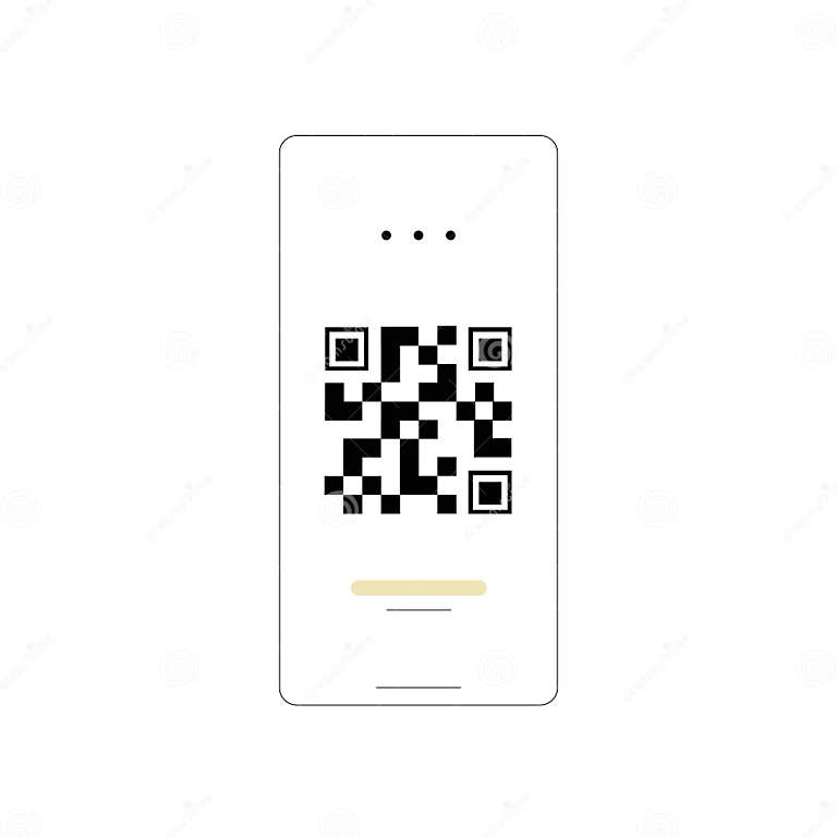 QR Code Displayed on Smartphone Screen in Flat Vector Illustration ...
