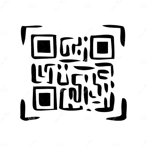 QR Code Doodle Hand Drawn Icon. Marketing and Electronic Commerce Stock ...