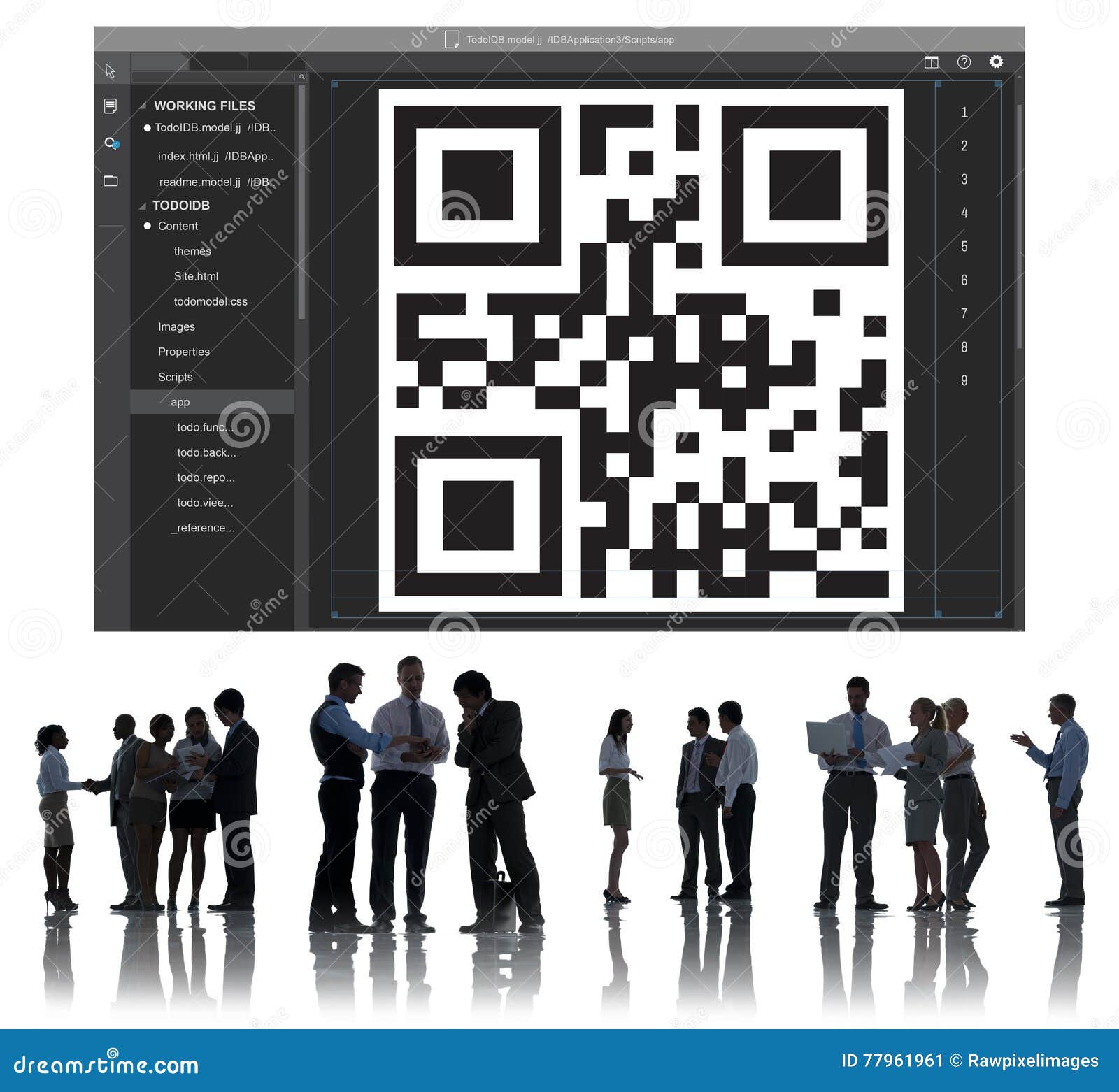 Qr Code Encryption Interface Coding Concept Stock Image Image Of Businessmen Busy 77961961