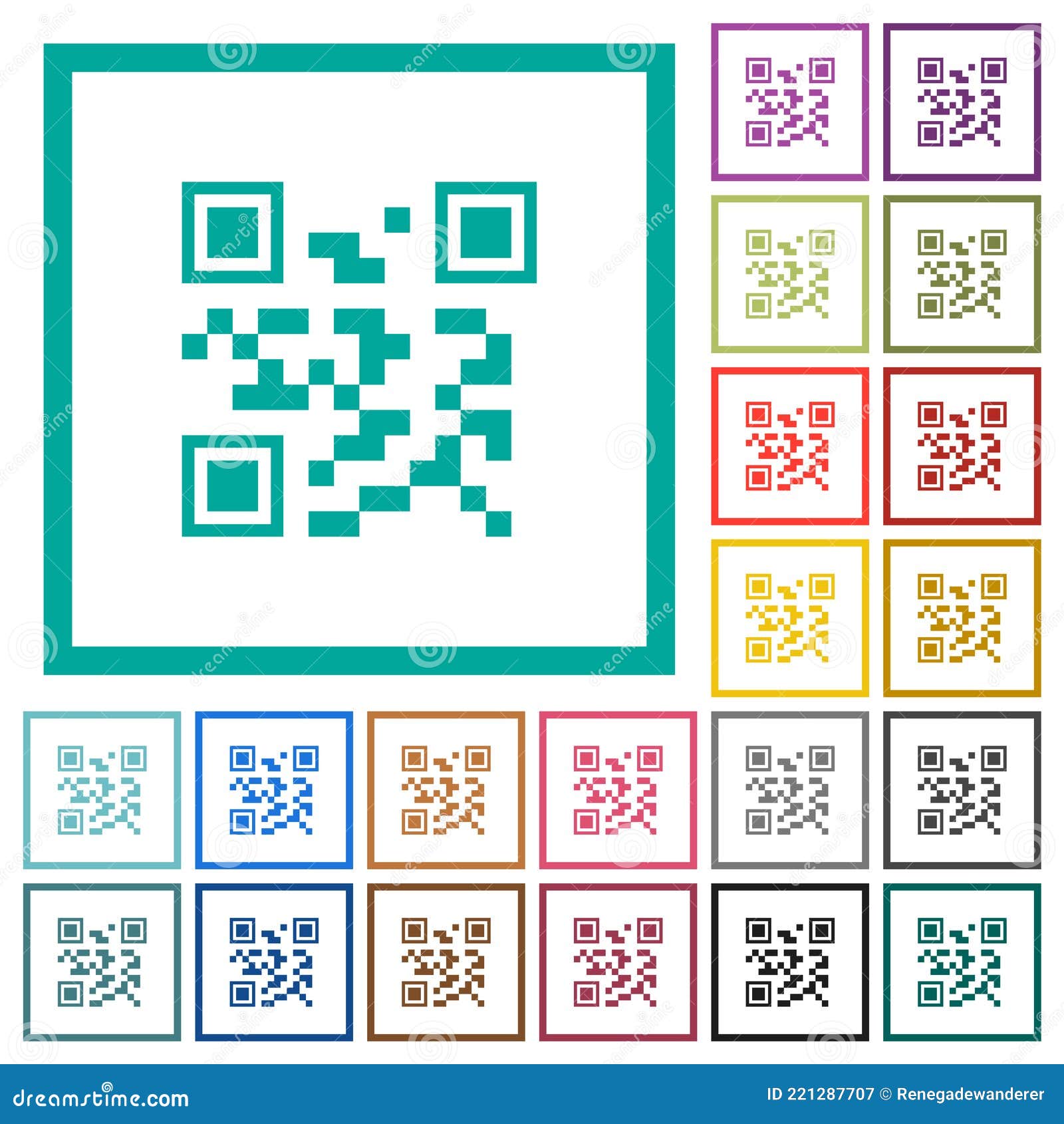 QR Code Flat Color Icons With Quadrant Frames Cartoon Vector ...