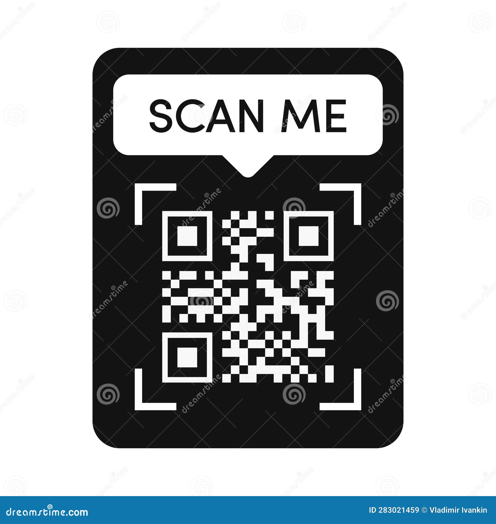 Qr Code Frame Black Color. Scan Me Tag Stock Vector - Illustration of ...