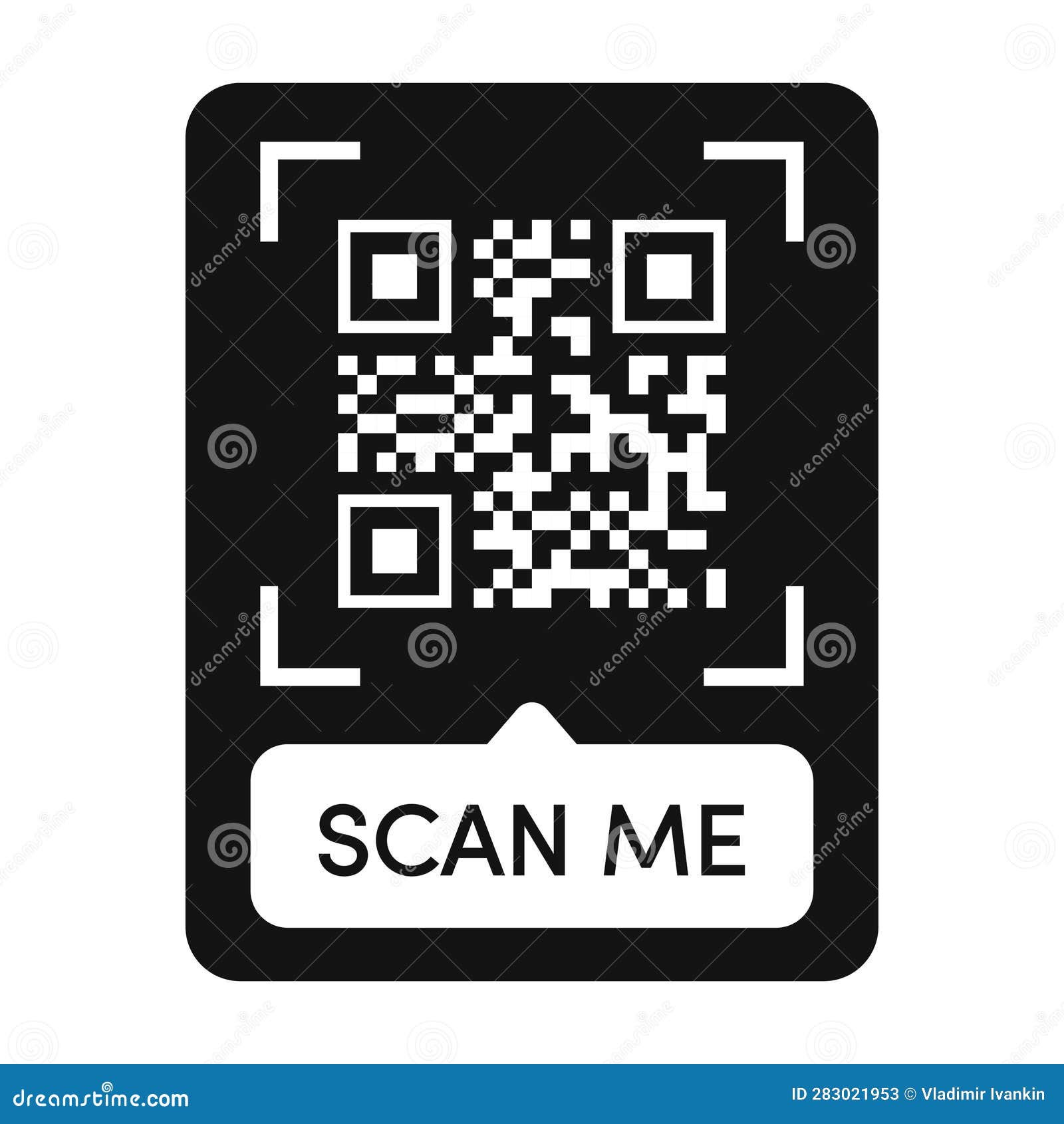 Qr Code Frame Black Color. Scan Me Tag Stock Vector - Illustration of ...