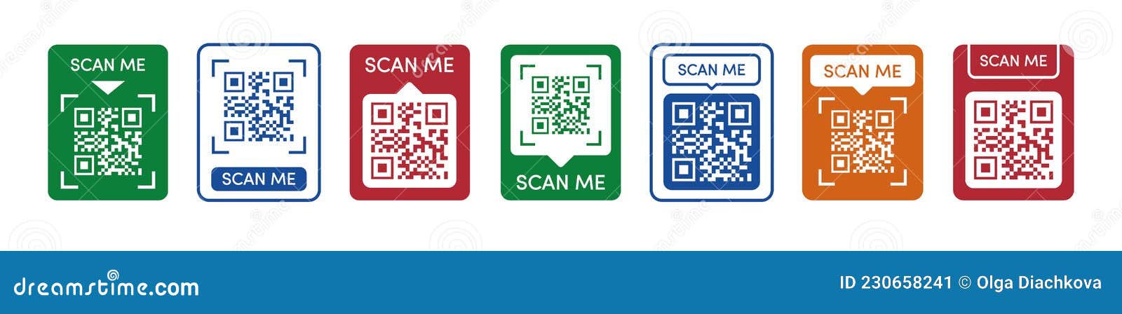 Qr Code Frame Vector Template Set Stock Vector - Illustration of symbol ...