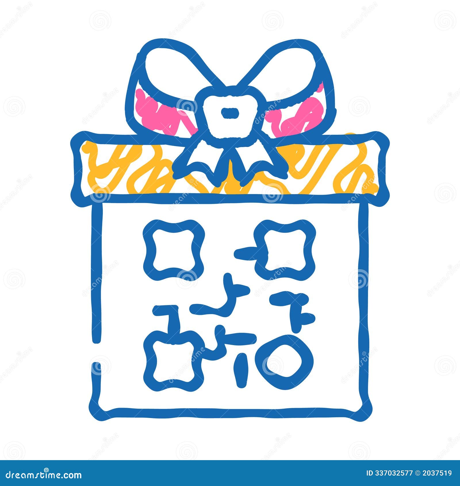 Qr Code Gift Icon Doodle Illustration Stock Vector - Illustration of ...