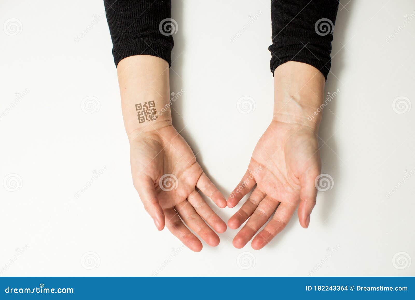Qr code on hand stock photo. Image of concept, computer - 182243364