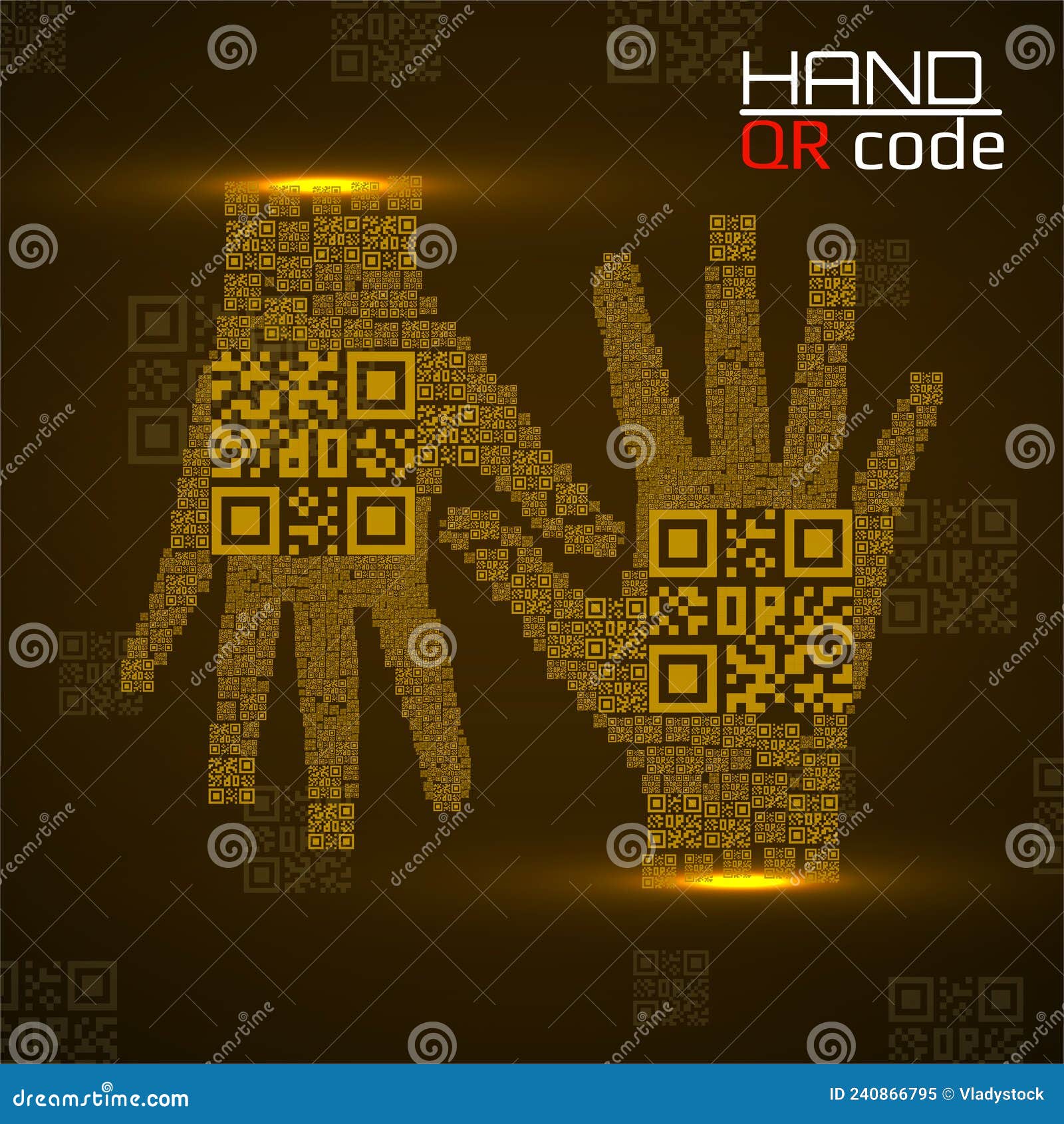 QR Code Hand. Silhouette Human Hands with Qr Code Stock Vector ...