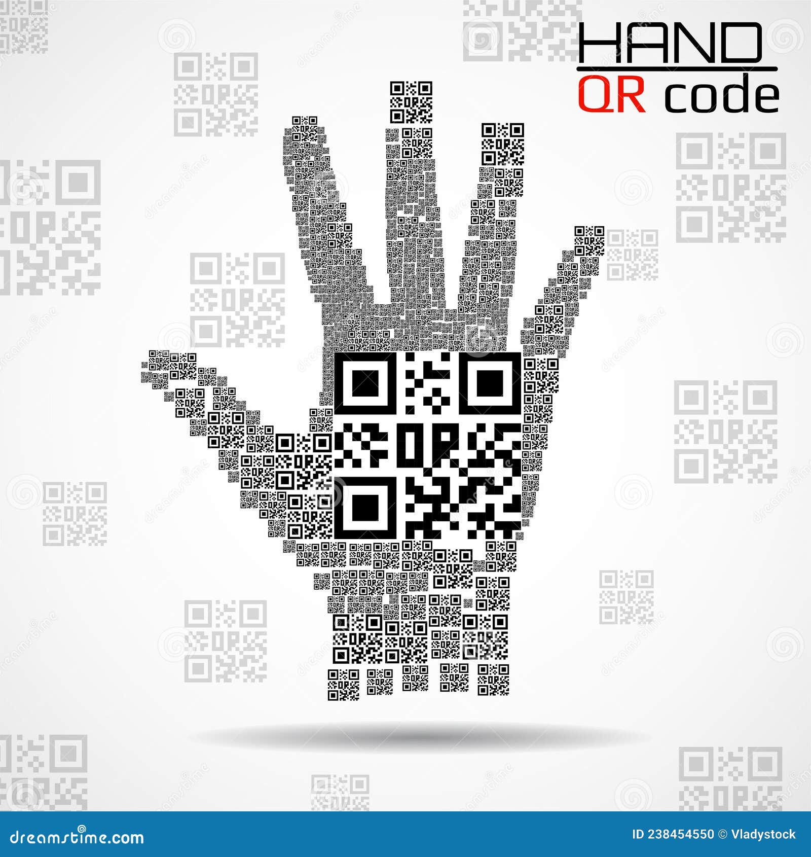 QR Code Hand. Silhouette Human Hand with Qr Code Stock Vector ...