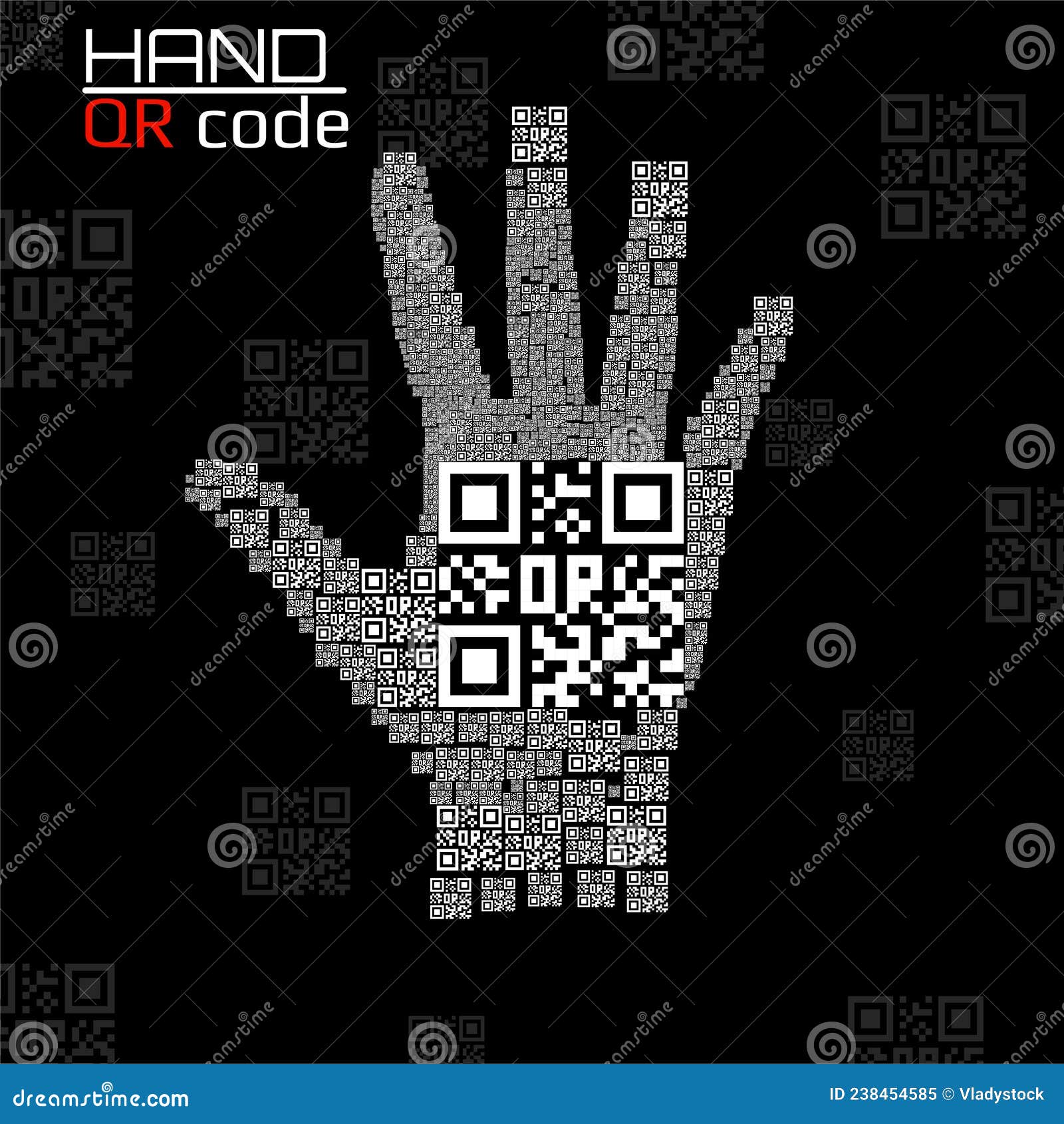 QR Code Hand. Silhouette Human Hand with Qr Code Stock Vector ...