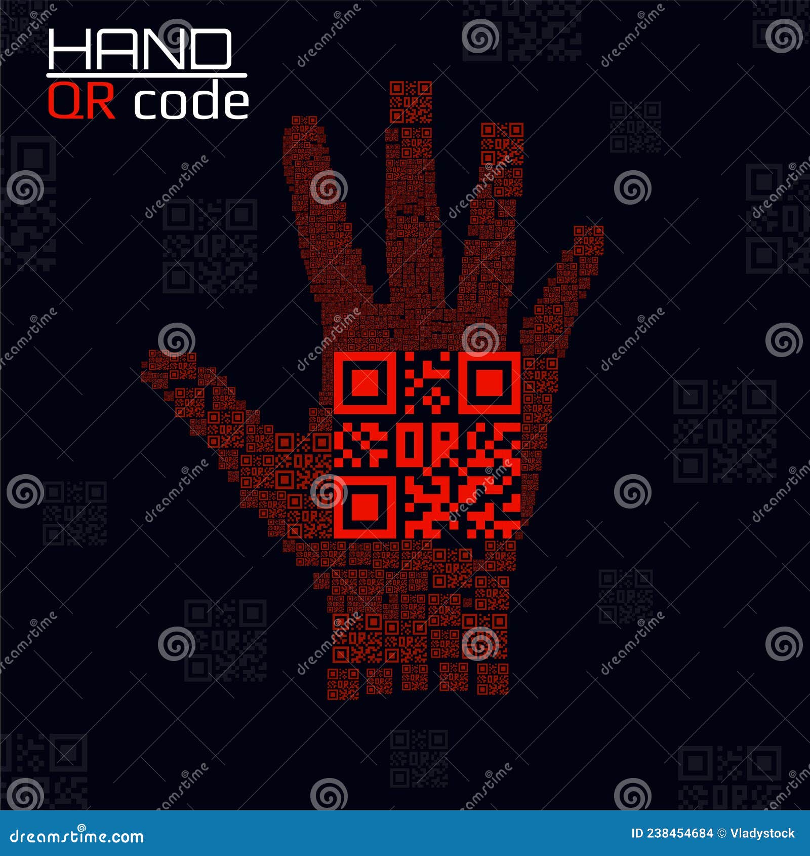 QR Code Hand. Silhouette Human Hand with Qr Code Stock Vector ...