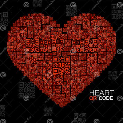 QR Code Heart. Silhouette Heart with Qr Code Stock Vector ...