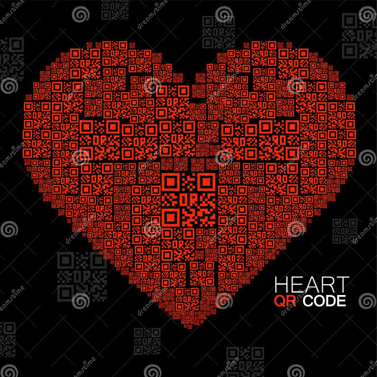 QR Code Heart. Silhouette Heart with Qr Code Stock Vector ...
