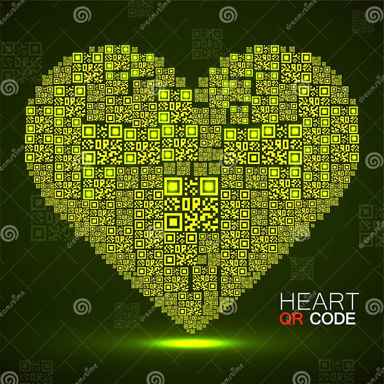 QR Code Heart. Silhouette Heart with Qr Code Stock Vector ...
