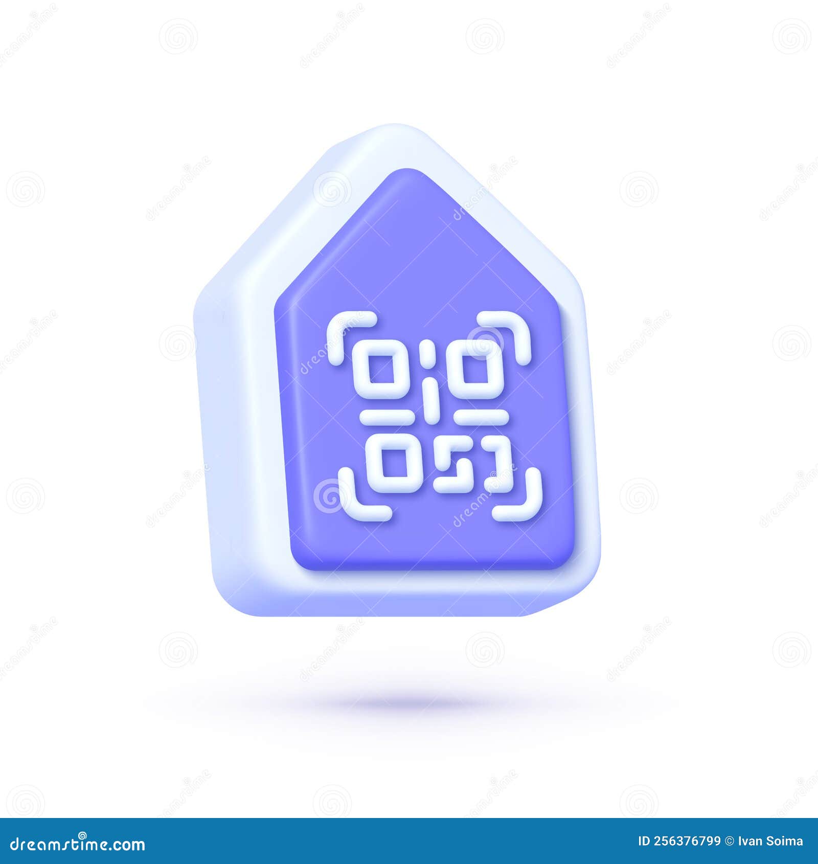 Qr Code Home in 3d Style on White Background. 3d Mobile App Icon Vector ...