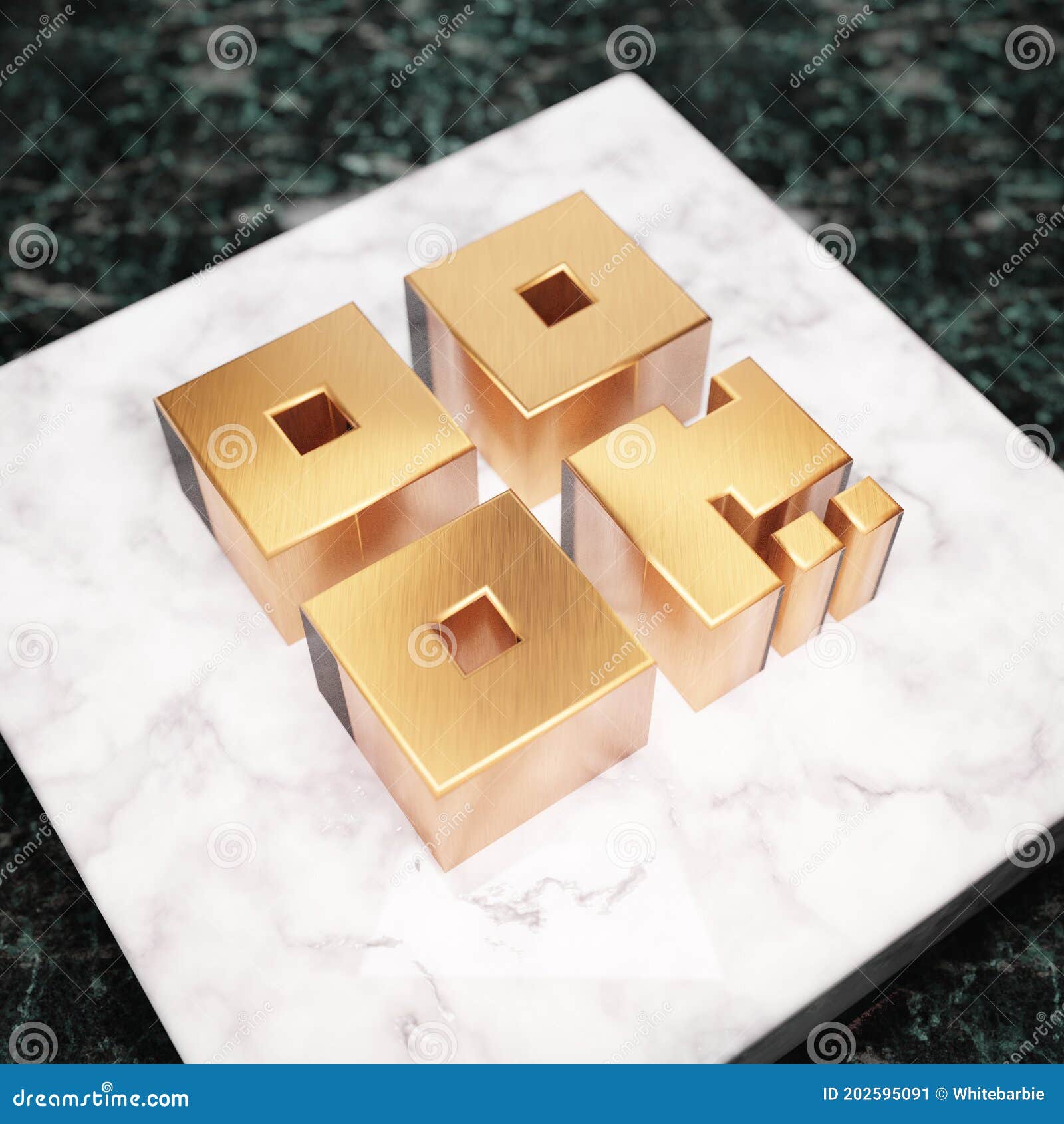 QR Code Icon. Bronze QR Code Symbol on White Marble Podium Stock ...