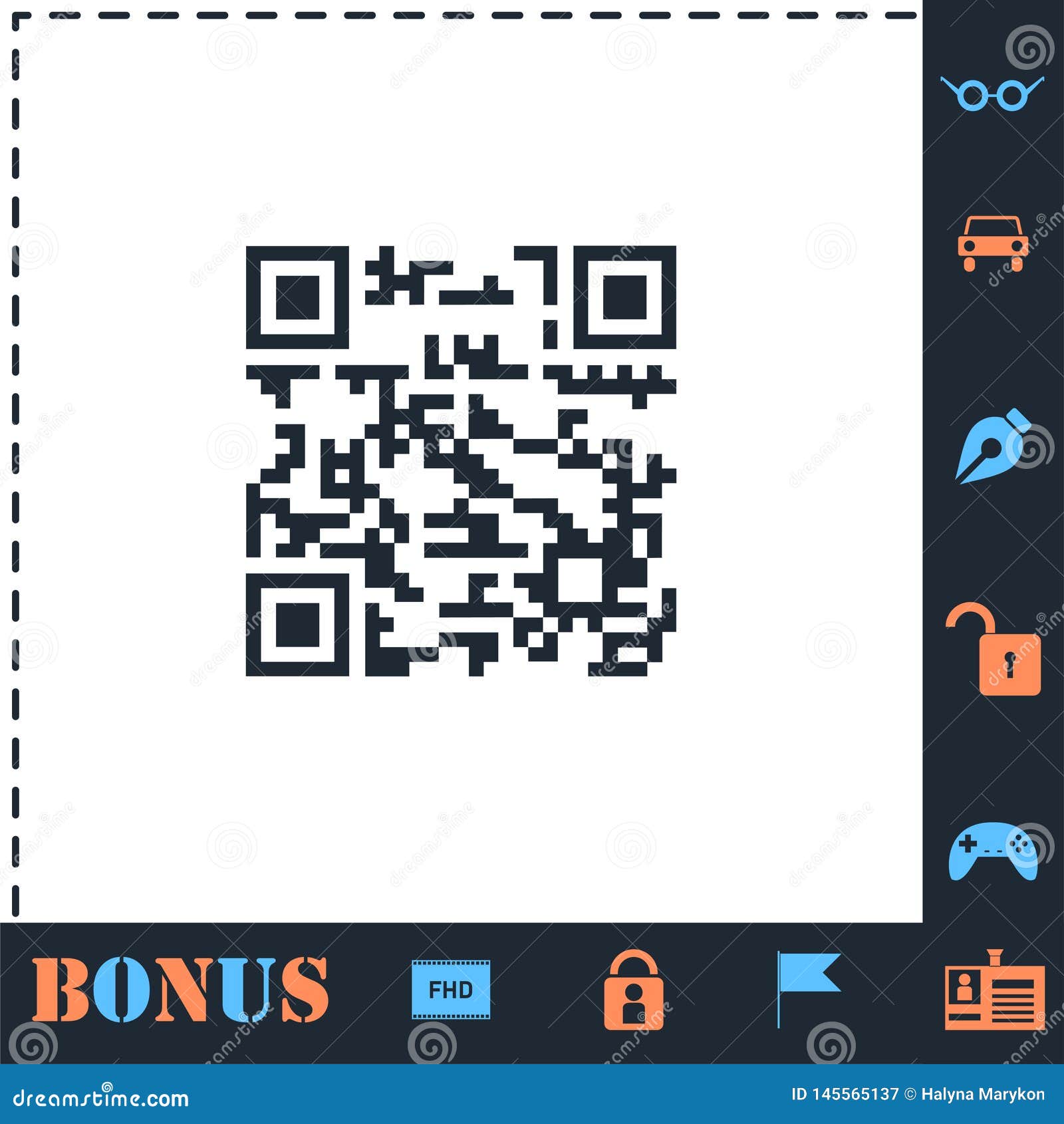 Qr code icon flat stock vector. Illustration of mobile - 145565137