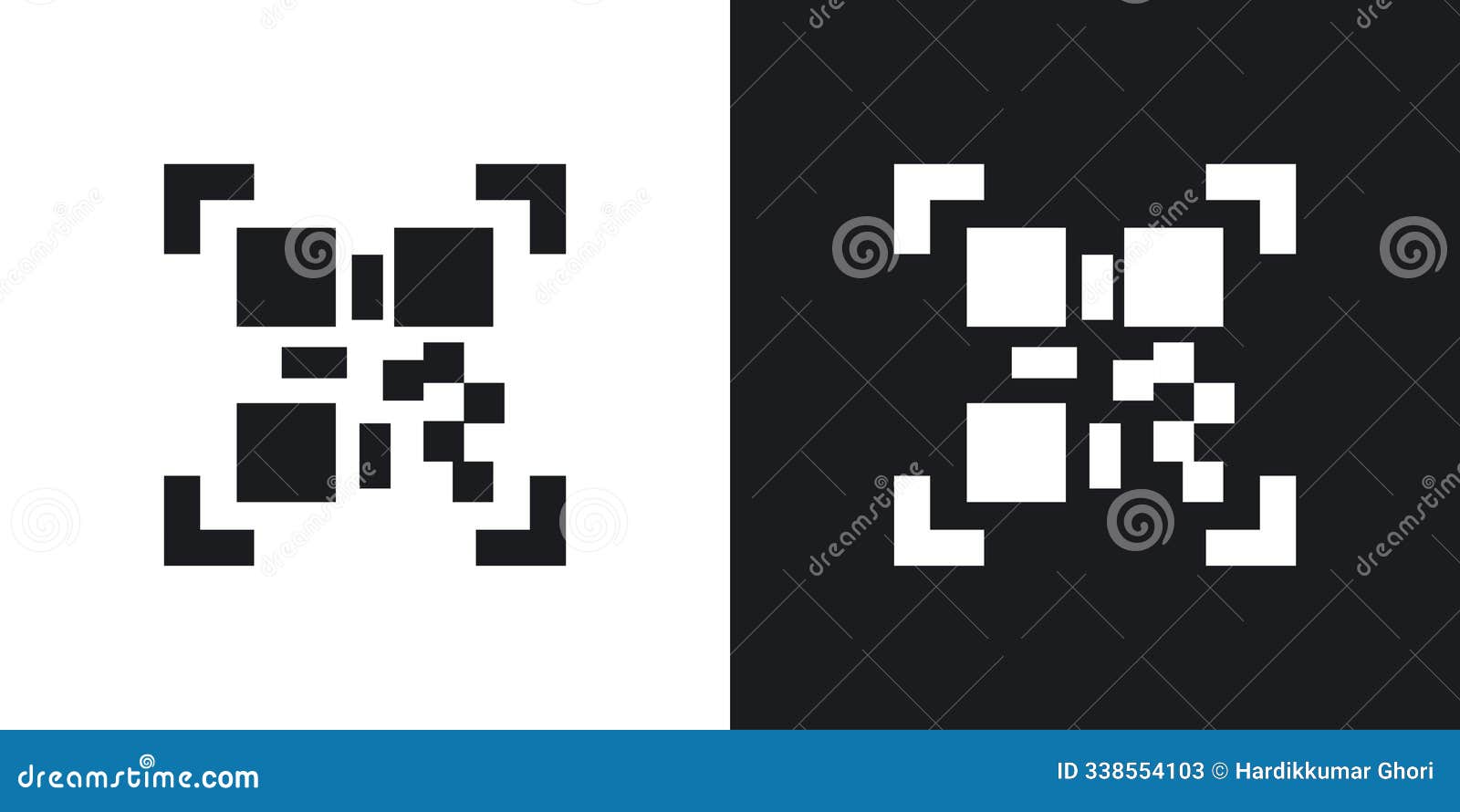 Qr Code Icon Set. Scan Qrcode Pictogram in Black Filled and Outlined ...