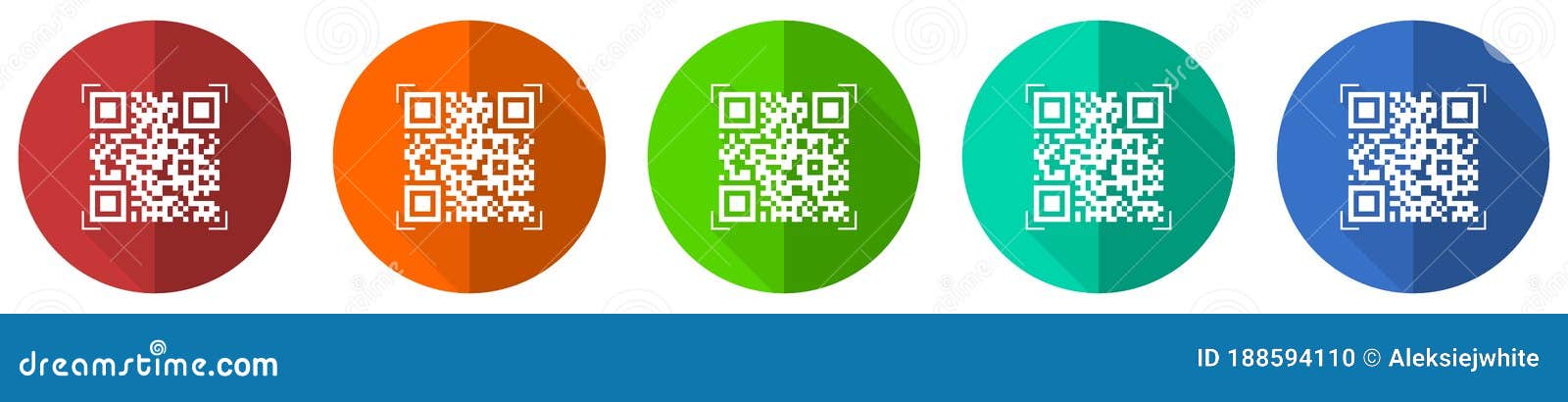 Qr Code Icon Set, Shopping, Red, Blue, Green and Orange Flat Design Web ...