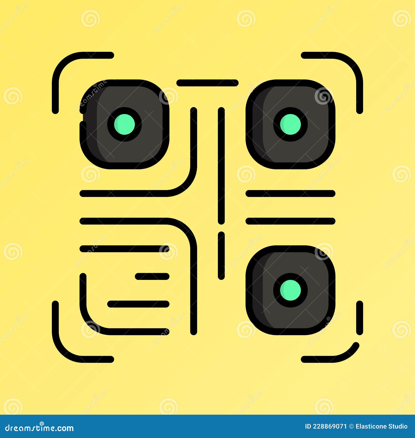 QR Code Icon Vector Illustration. Flat Outline Cartoon. Cryptocurrency ...