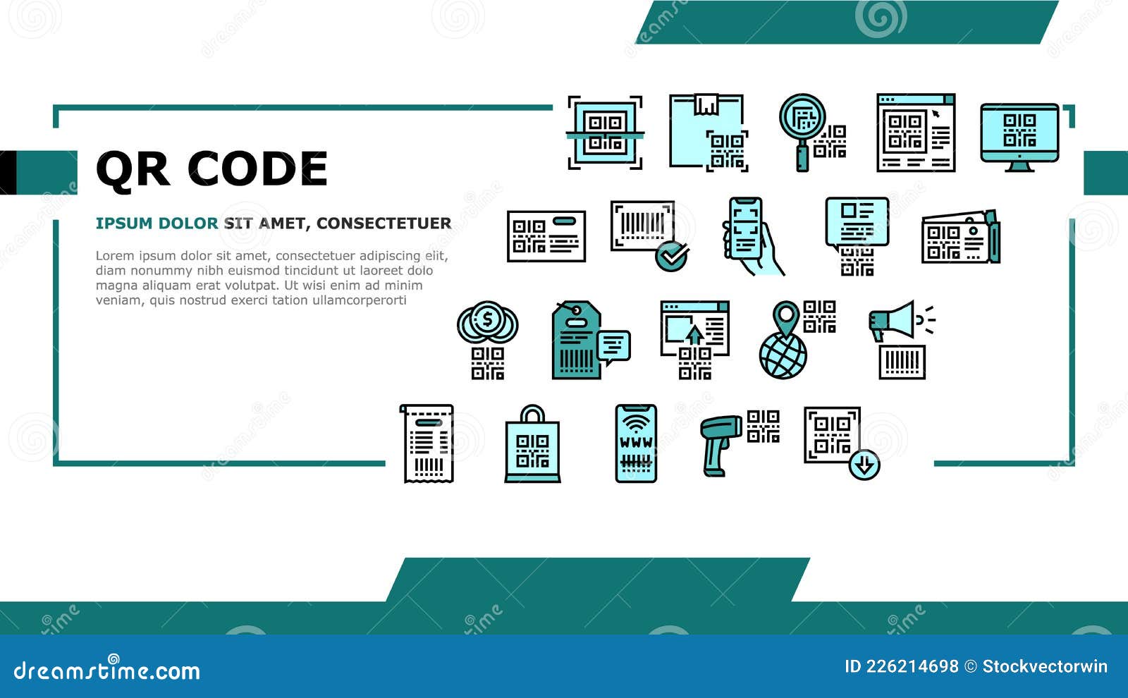 Qr Code Identification Landing Header Vector Stock Illustration ...