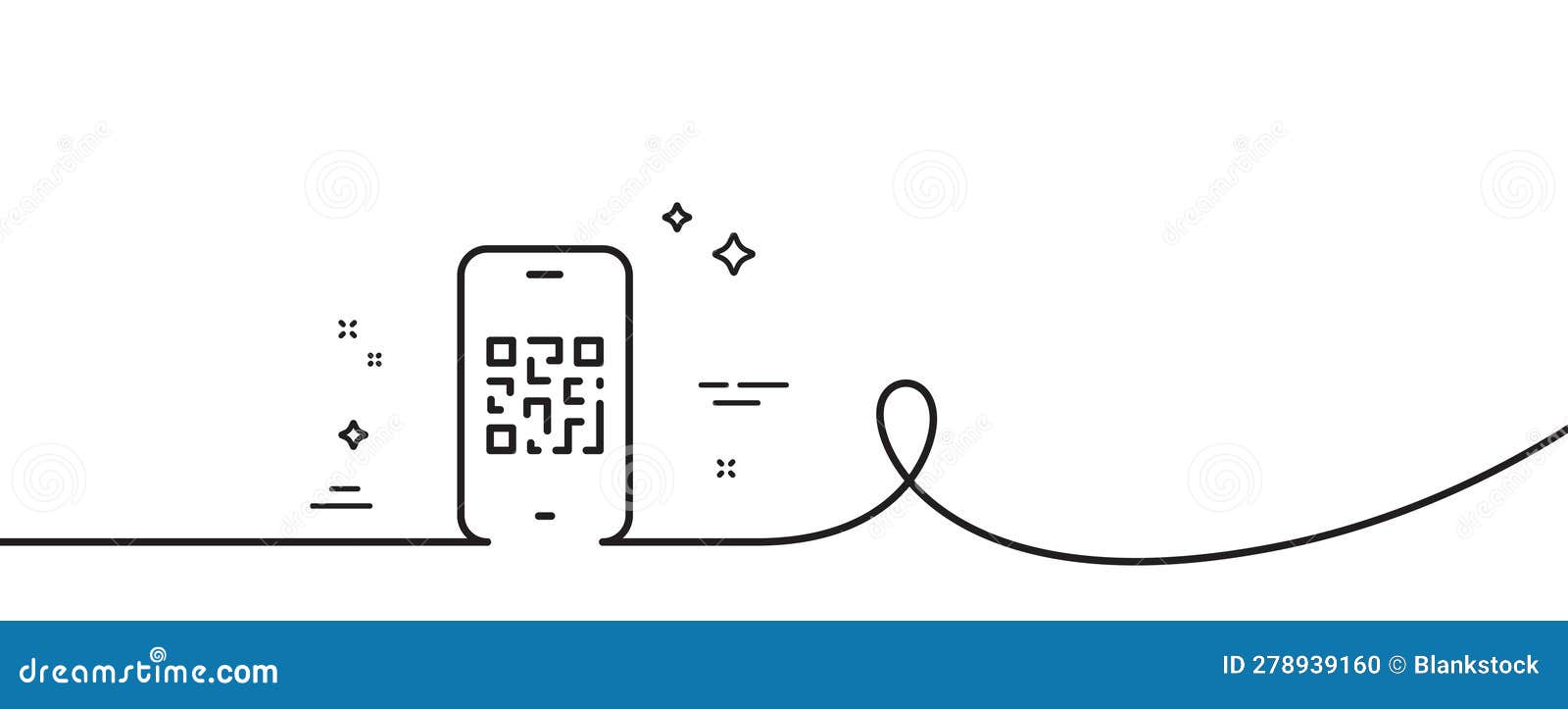 Qr Code Line Icon. Scan Barcode Sign. Continuous Line with Curl. Vector ...