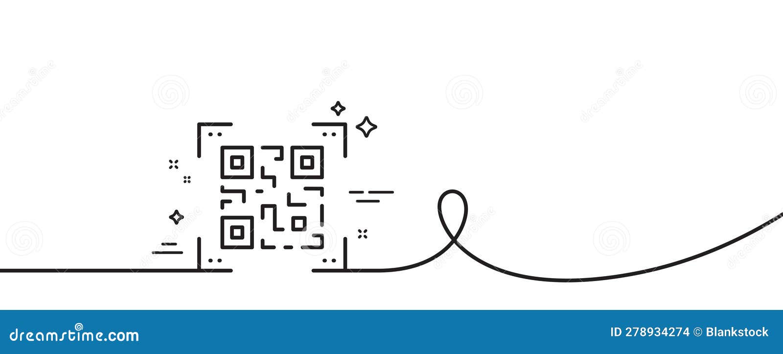 Qr Code Line Icon Scan Barcode Sign Continuous Line With Curl Vector