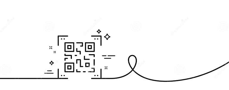Qr Code Line Icon Scan Barcode Sign Continuous Line With Curl Vector