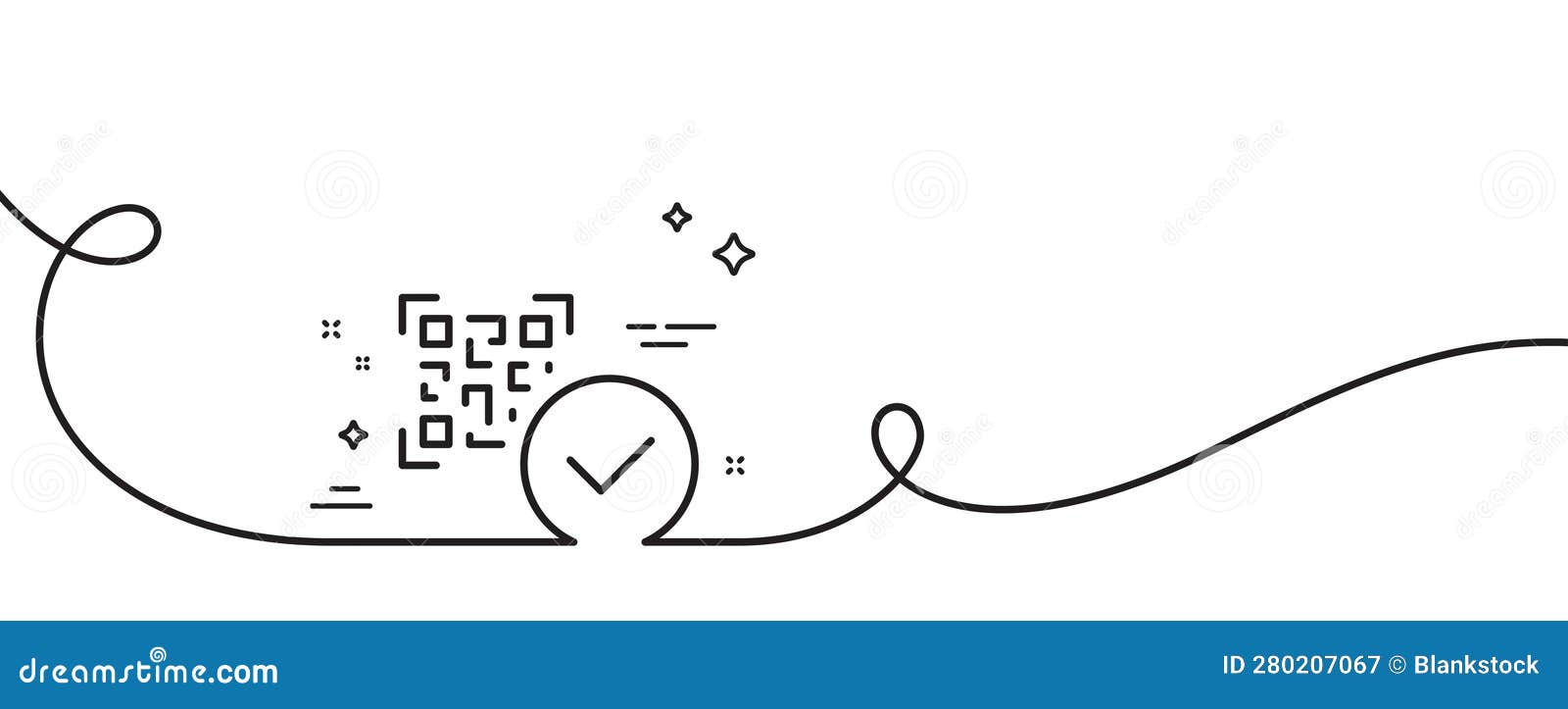 Qr Code Line Icon Scan Barcode Sign Continuous Line With Curl Vector