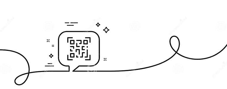 Qr Code Line Icon. Scan Barcode Sign. Continuous Line with Curl. Vector ...
