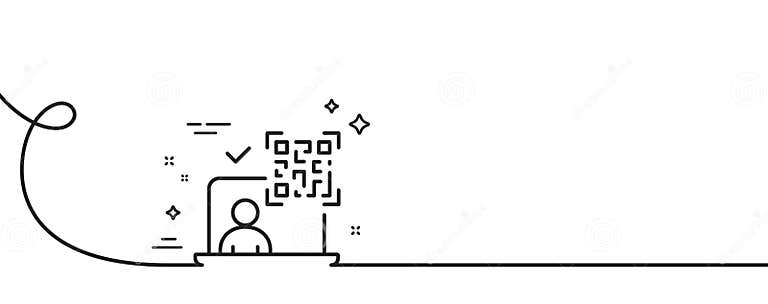 Qr Code Line Icon. Scan Barcode Sign. Continuous Line with Curl. Vector ...