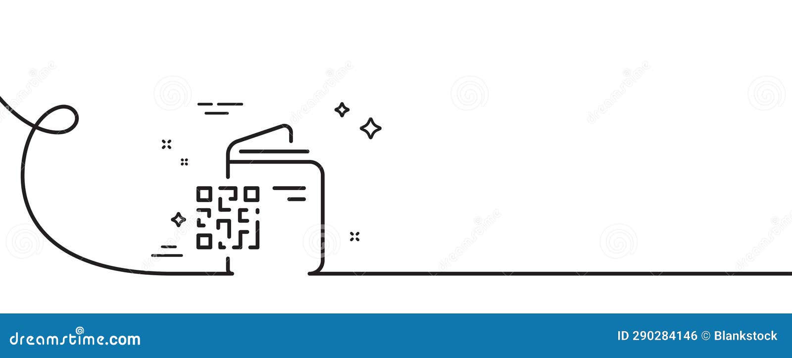 Qr Code Line Icon Scan Barcode Sign Continuous Line With Curl Vector