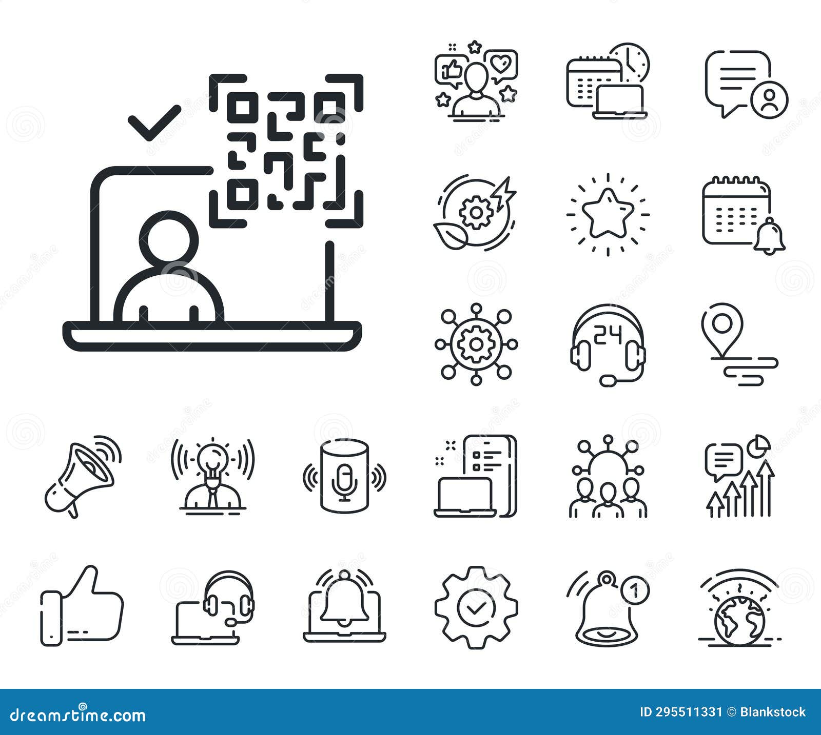 Qr Code Line Icon. Scan Barcode Sign. Place Location, Technology and ...