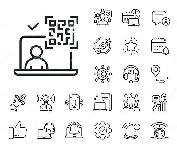 Qr Code Line Icon. Scan Barcode Sign. Place Location, Technology and ...