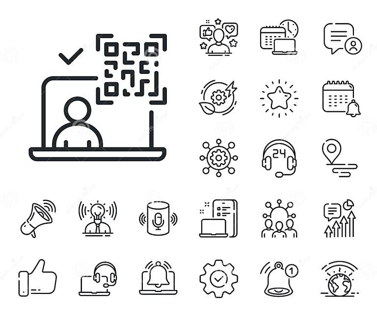 Qr Code Line Icon. Scan Barcode Sign. Place Location, Technology and ...