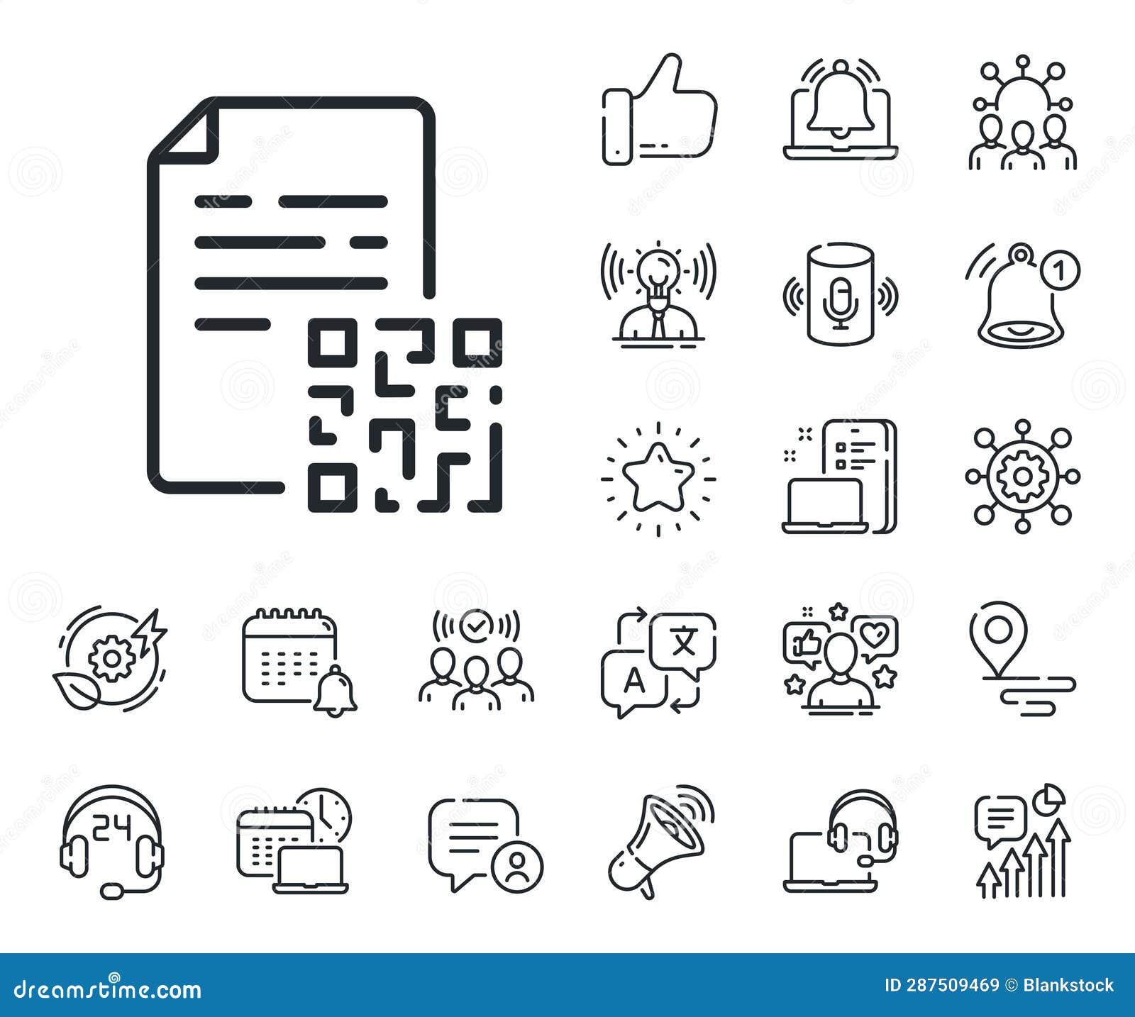 Qr Code Line Icon. Scan Barcode Sign. Place Location, Technology and ...
