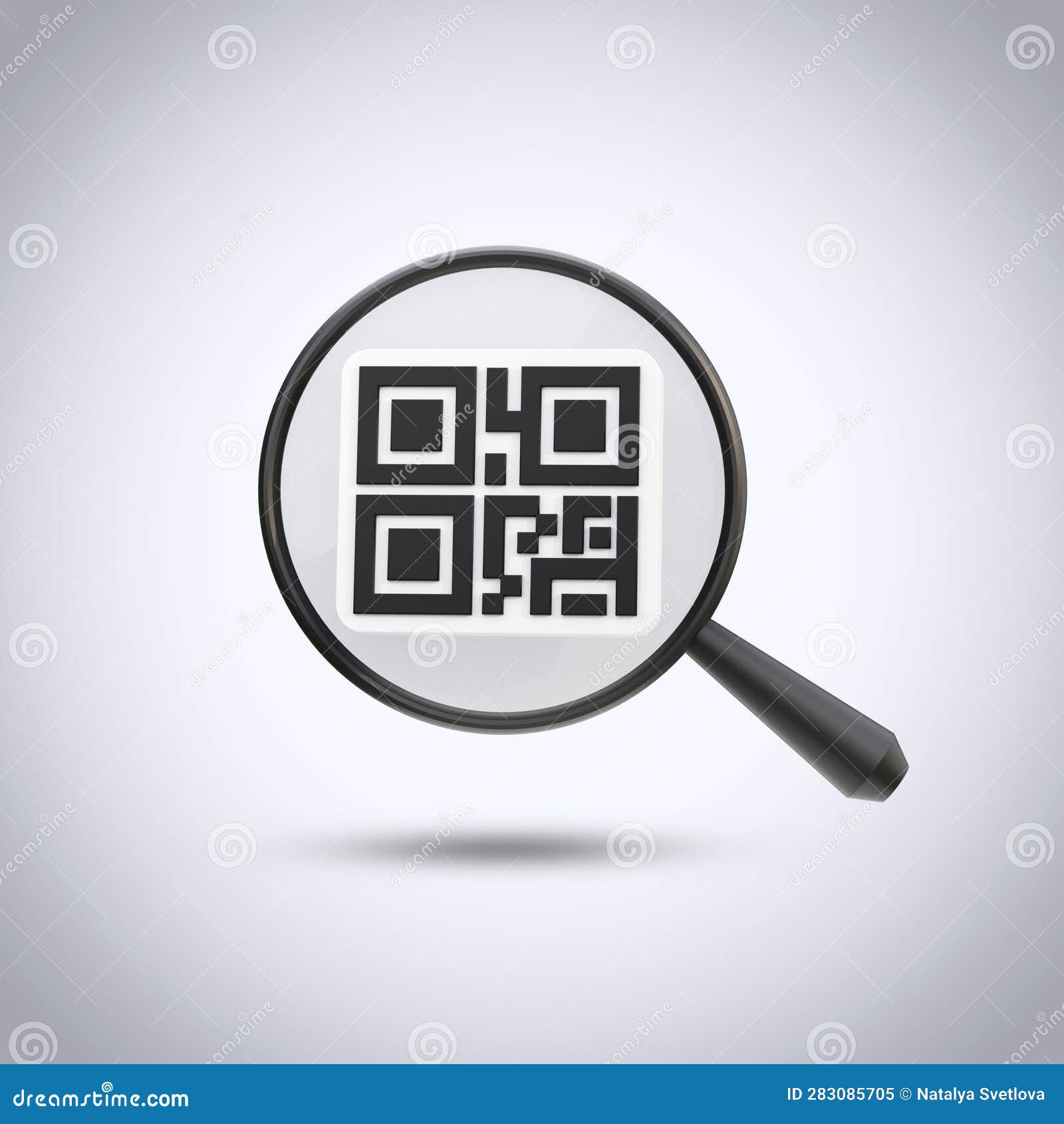 QR Code in Magnifying Glass 3d Rendering. Stock Illustration ...
