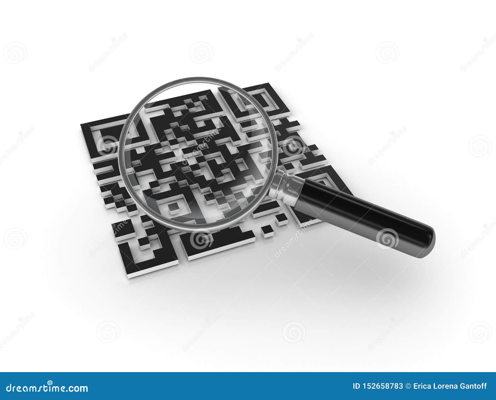 QR Code with Magnifying Glass Stock Illustration - Illustration of ...