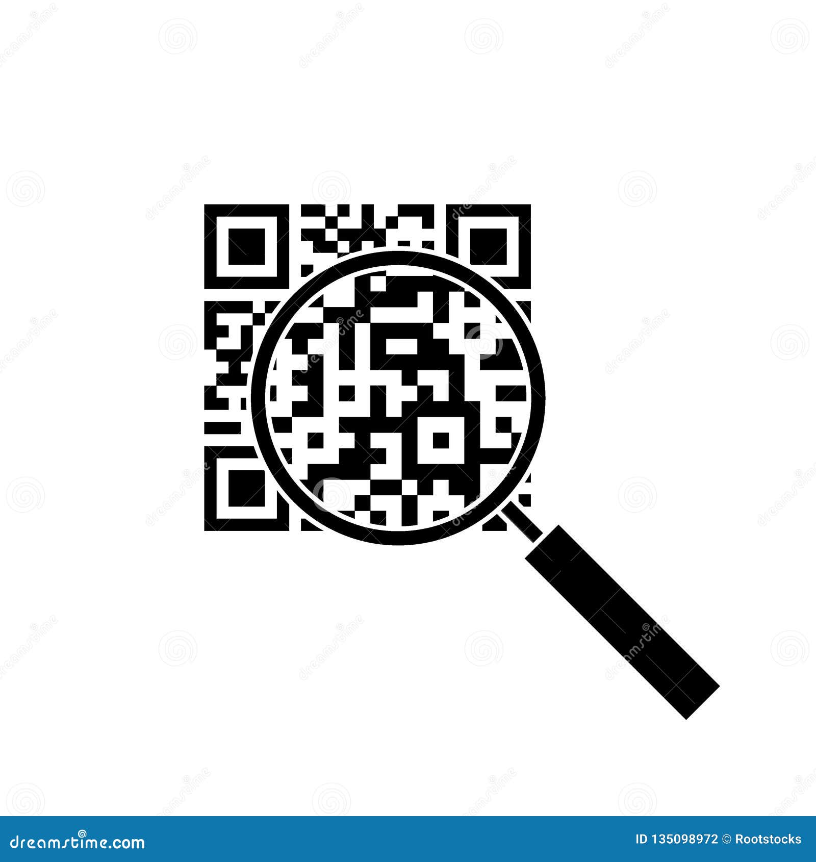 Qr Code through the Magnifying Glass Stock Vector - Illustration of ...