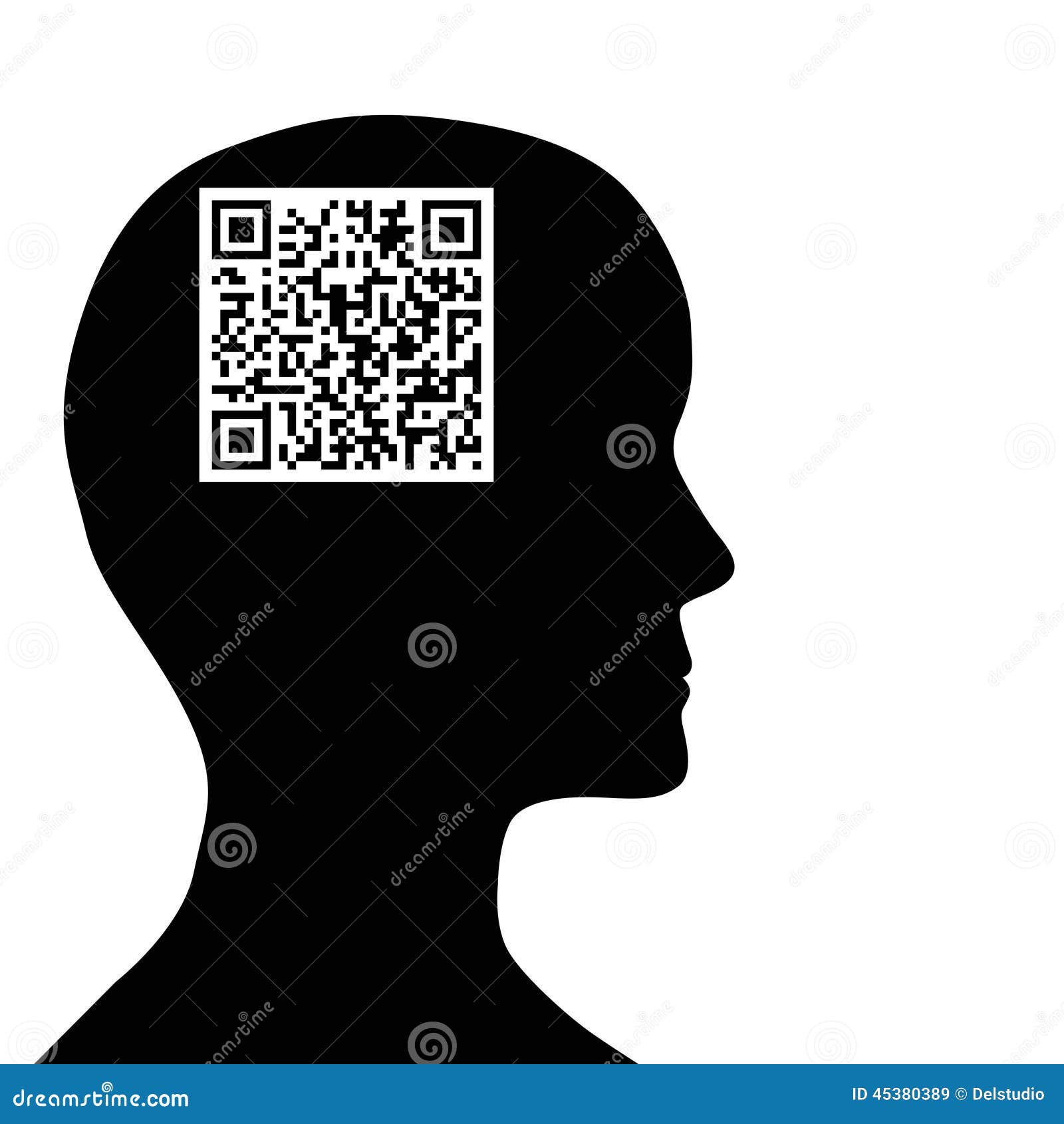 QR Code In A Man Brain Stock Image | CartoonDealer.com #45380389