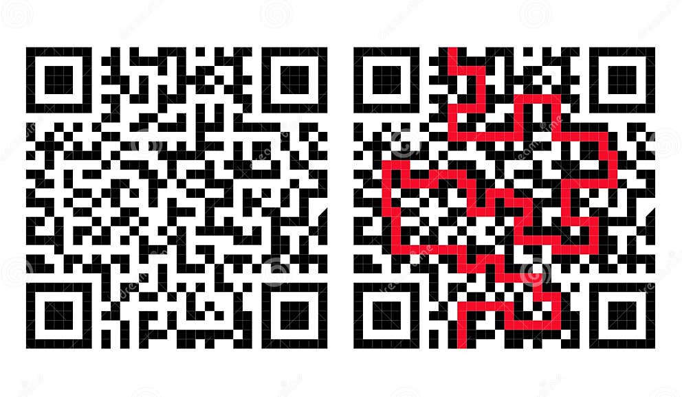 QR Code Maze with Solution in Red Stock Vector - Illustration of encrypted, quick: 38933599