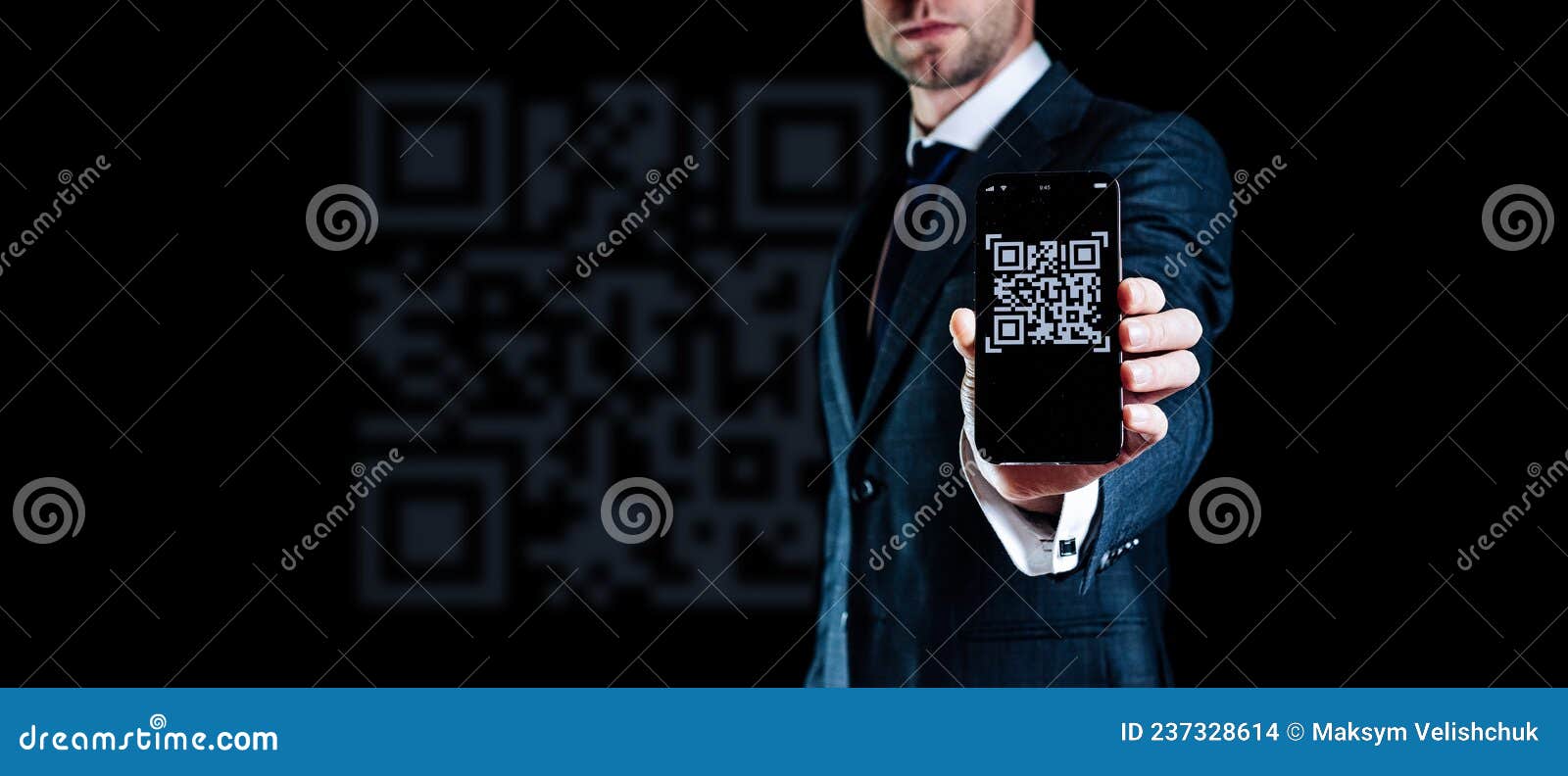 Qr Code Mobile. Digital Mobile Smart Phone With Qr Code Scanner On ...