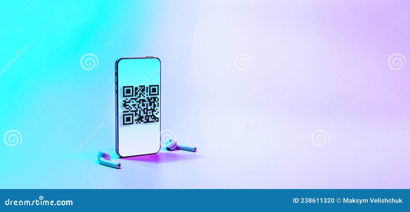 Qr Code Mobile. Digital Smart Phone with Qr Code Scanner on Smartphone ...