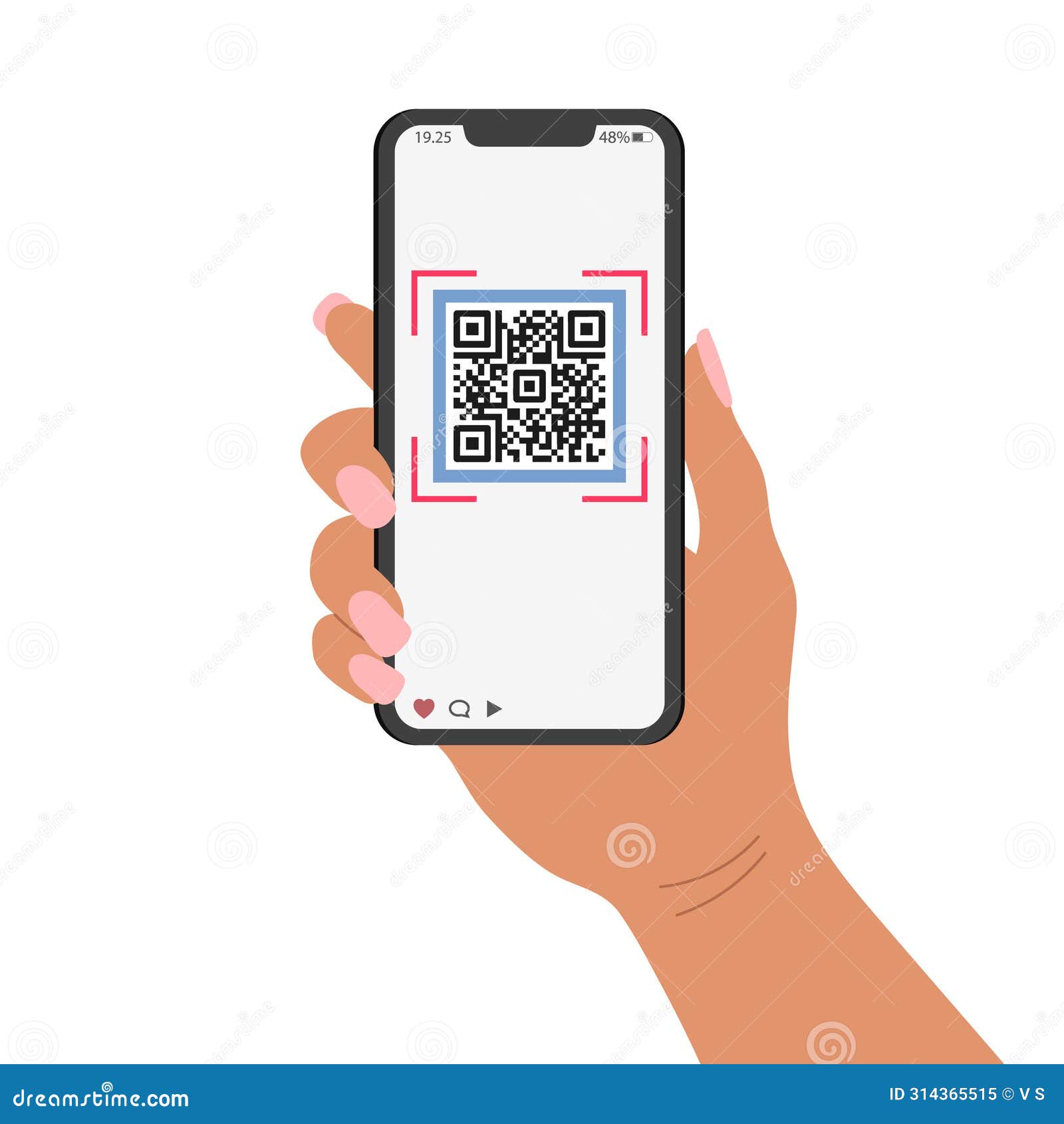 Qr Code Mobile Phone Scan On Screen Business And Technology Concept Illustration Stock Vector
