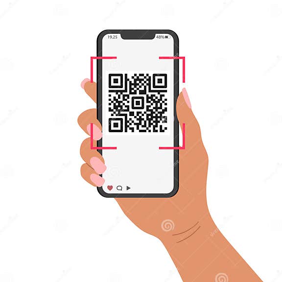 Qr Code Mobile Phone Scan On Screen Business And Technology Concept Illustration Stock Vector
