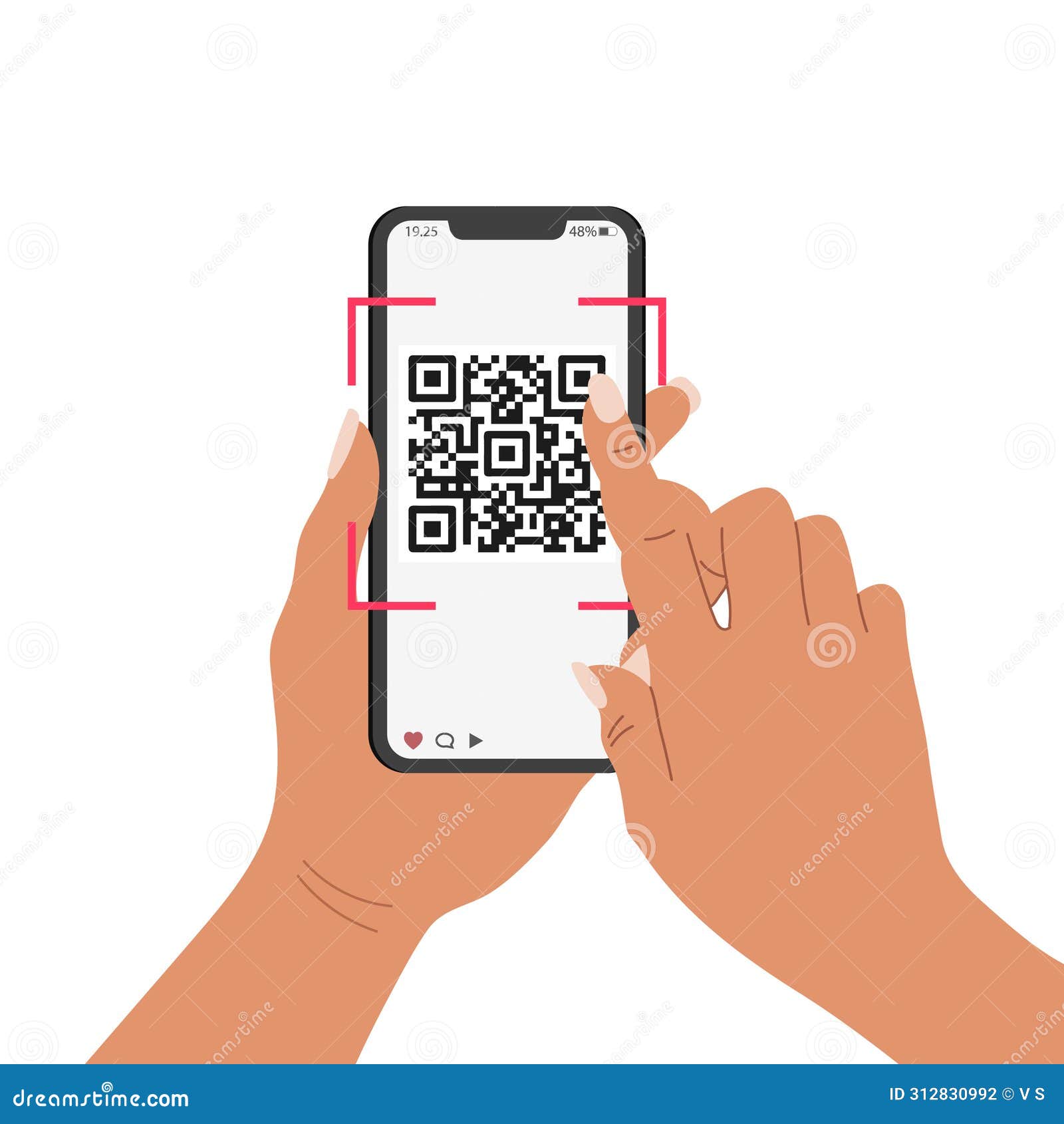 QR Code Mobile Phone Scan on Screen. Business and Technology Concept ...