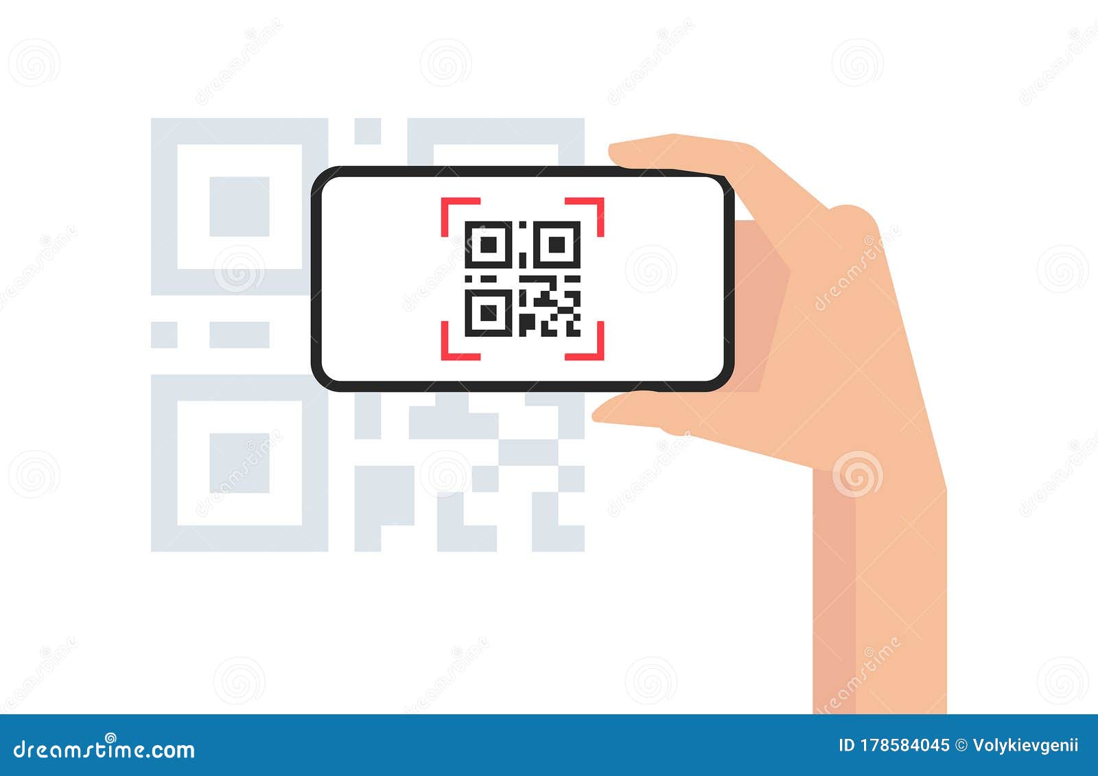 QR Code Mobile Scan Me Concept - 3D Illustration Isolated On Monochrome ...