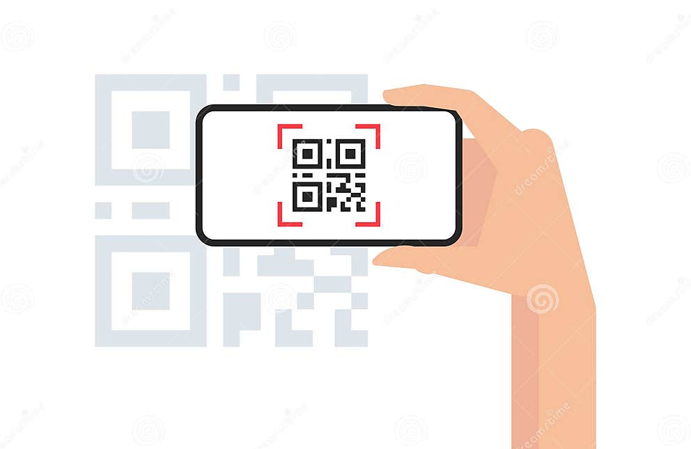 QR Code Mobile Phone Scan on Screen Stock Vector - Illustration of ...